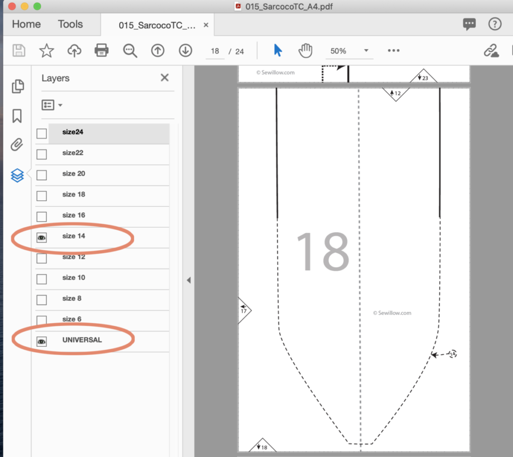 How to print your size only on a sewing pattern PDF – Sewillow